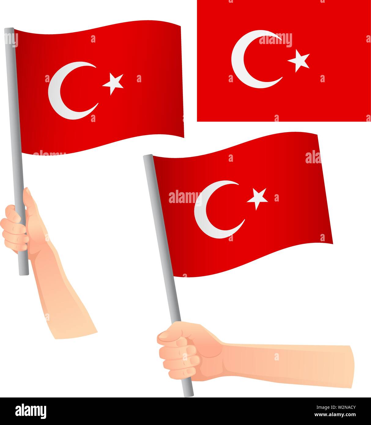 Turkey flag in hand. Patriotic background. National flag of Turkey ...