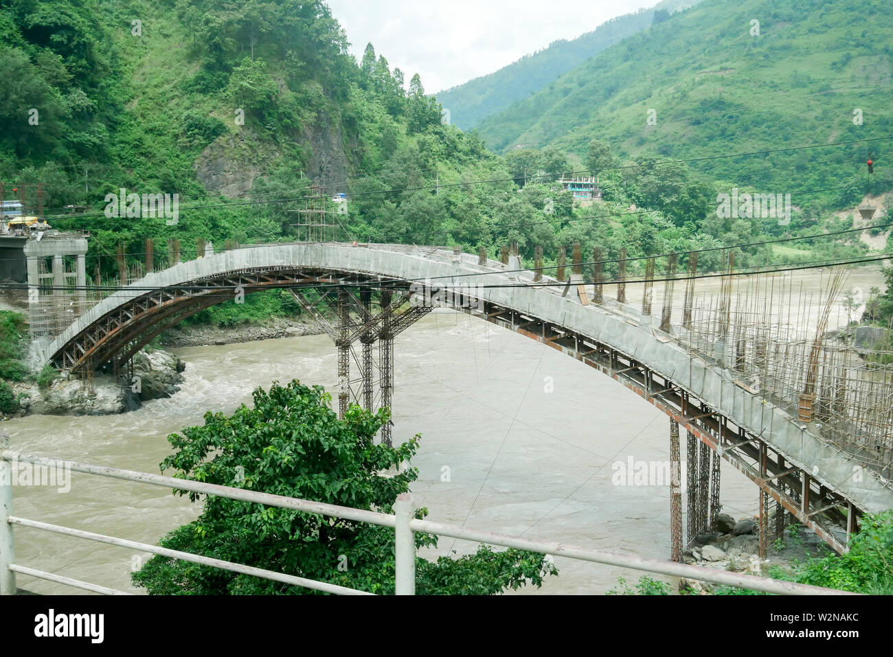 Bridge construction Nepal South Asia Stock Photo - Alamy