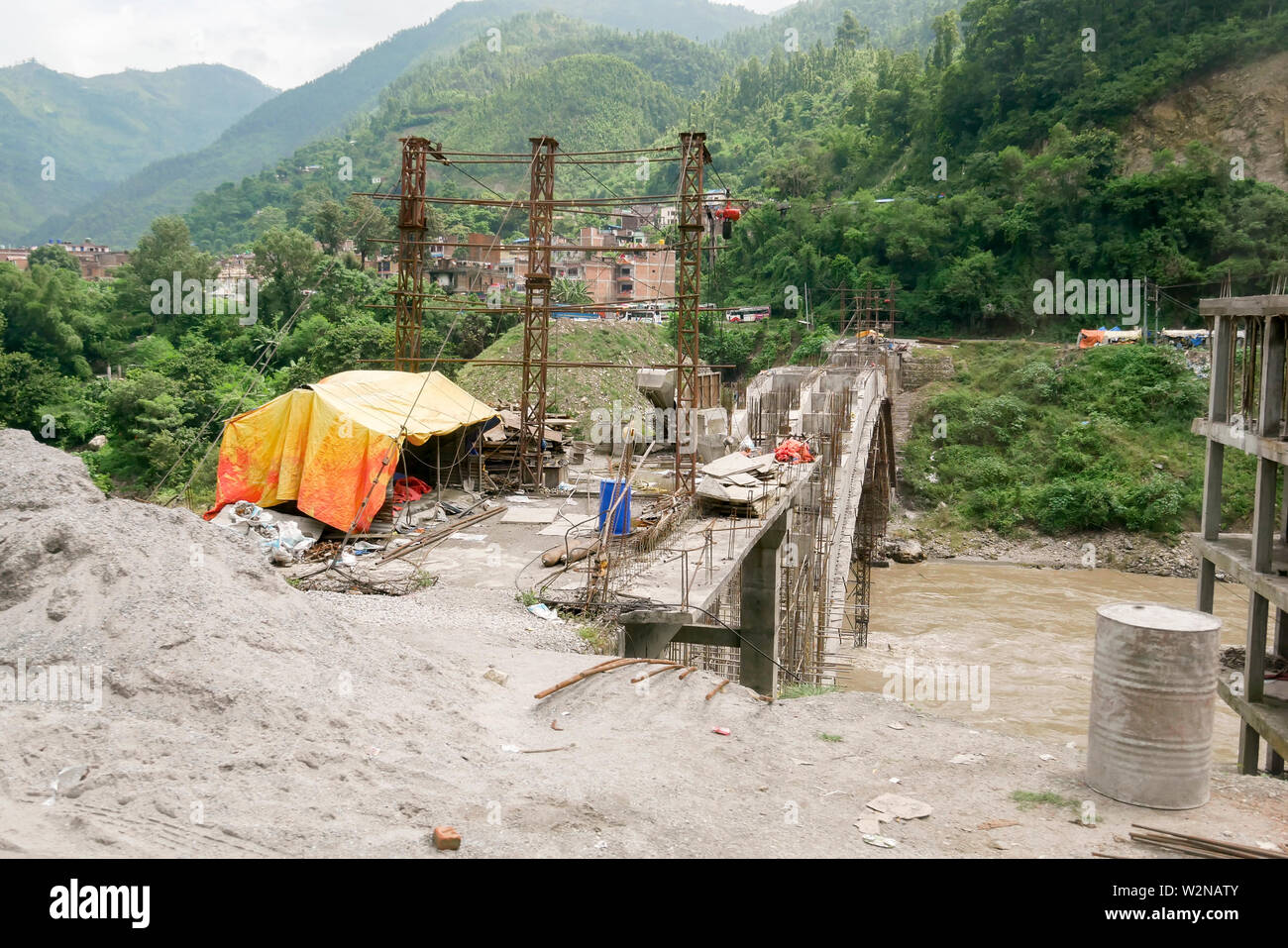 Bridge construction Nepal South Asia Stock Photo - Alamy