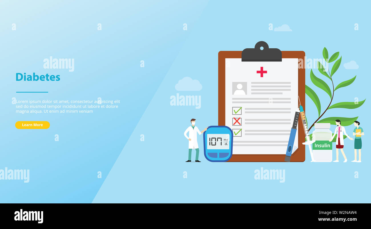 diabetes concept medical health report concept for website template or ...