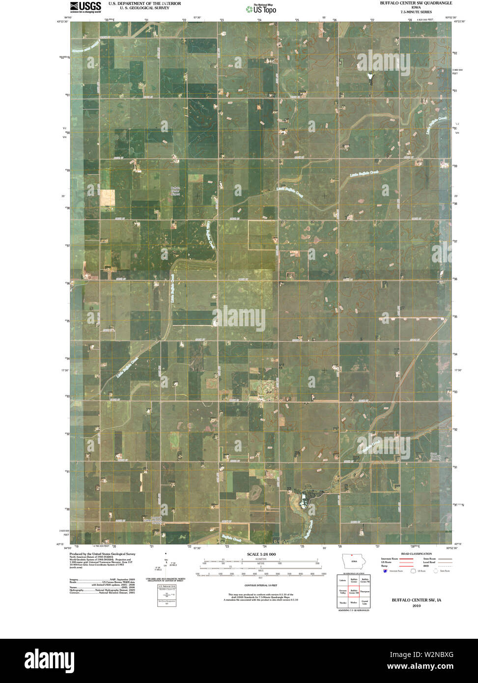 USGS TOPO Maps Iowa IA Buffalo Center SW 20100526 TM Restoration Stock ...