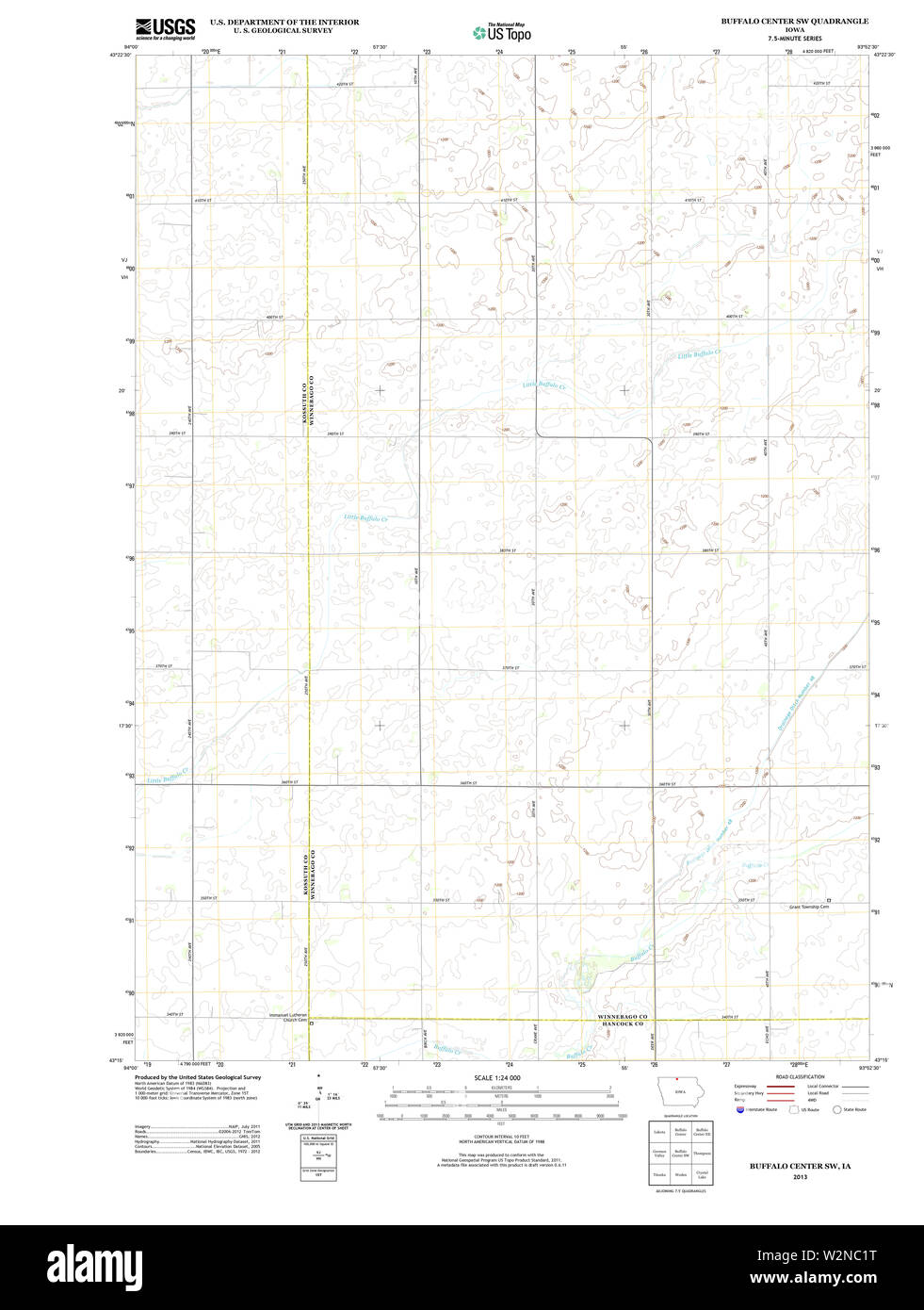 USGS TOPO Maps Iowa IA Buffalo Center SW 20130415 TM Restoration Stock ...