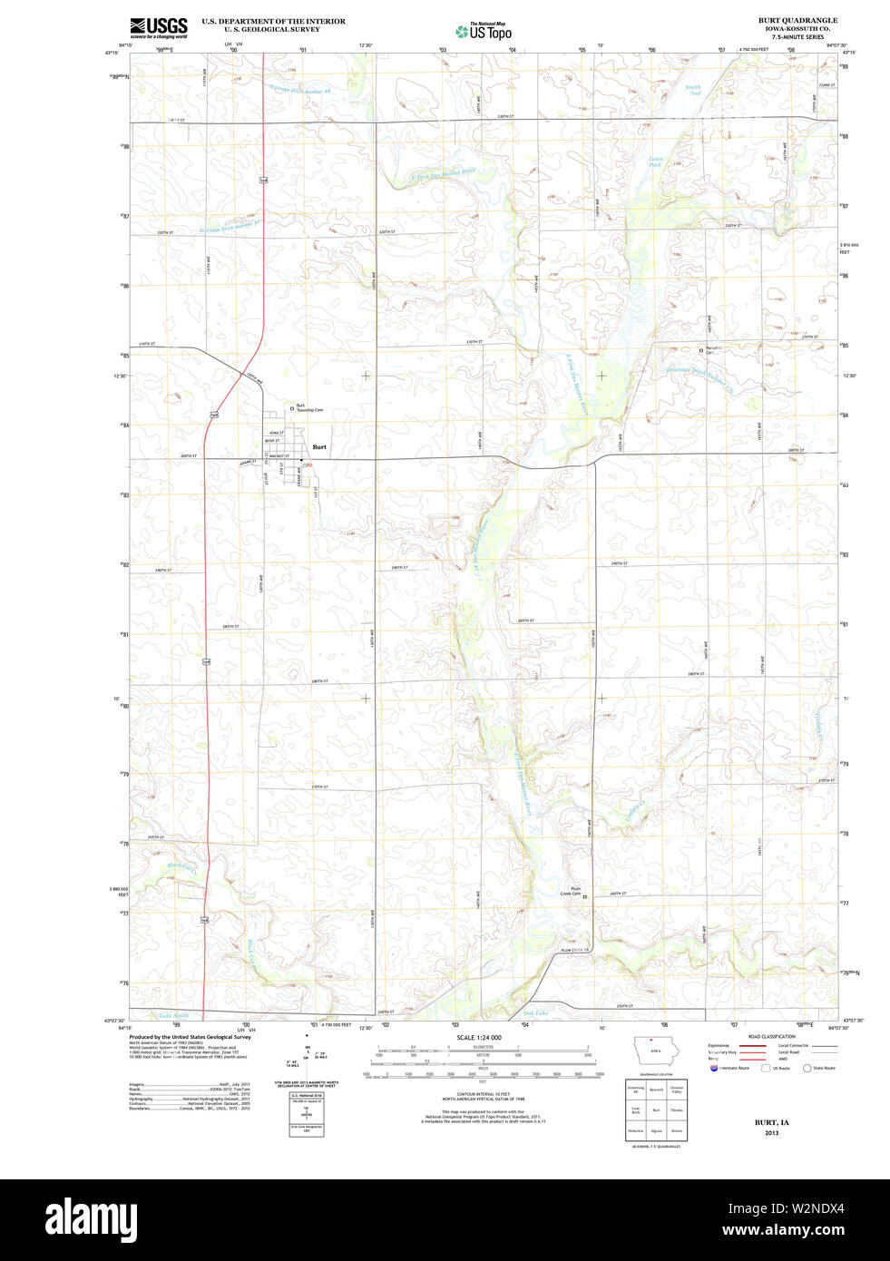 USGS TOPO Maps Iowa IA Burt 20130418 TM Restoration Stock Photo - Alamy