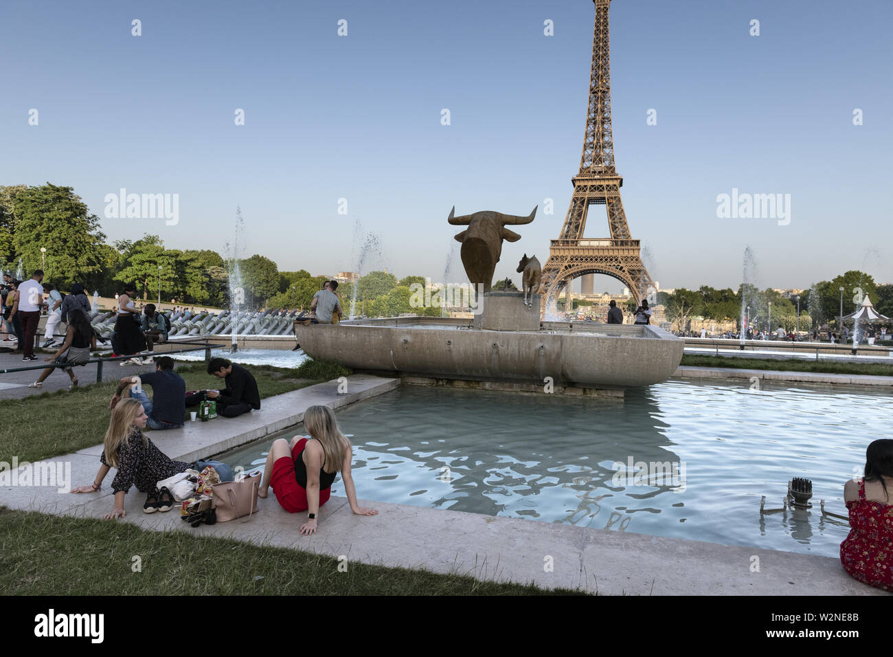 Europe, France, Paris, 2019-06, Eiffel Tower monument viewd from the ...