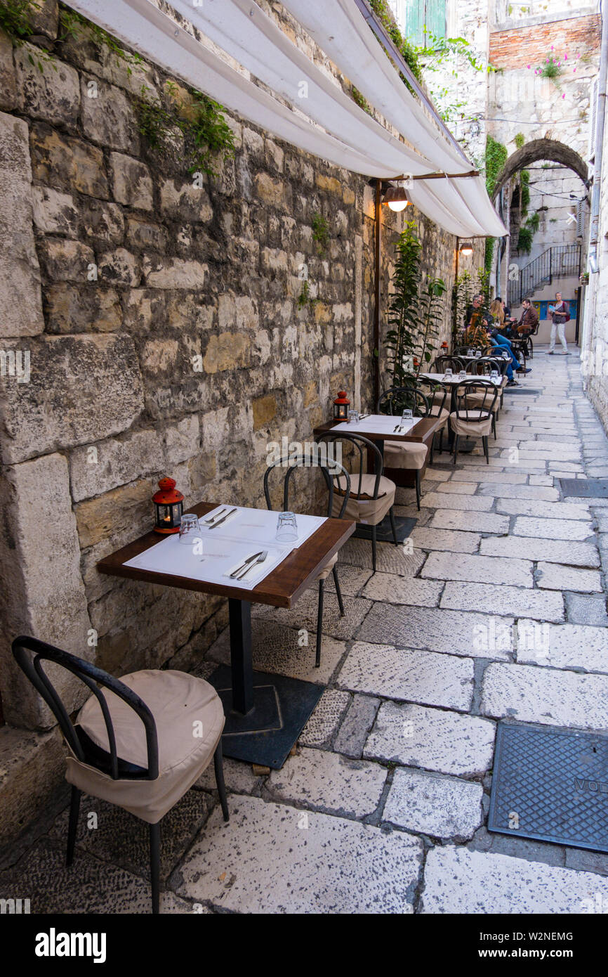 Restaurant terrace, old town, Split, Dalmatia, Croatia Stock Photo - Alamy