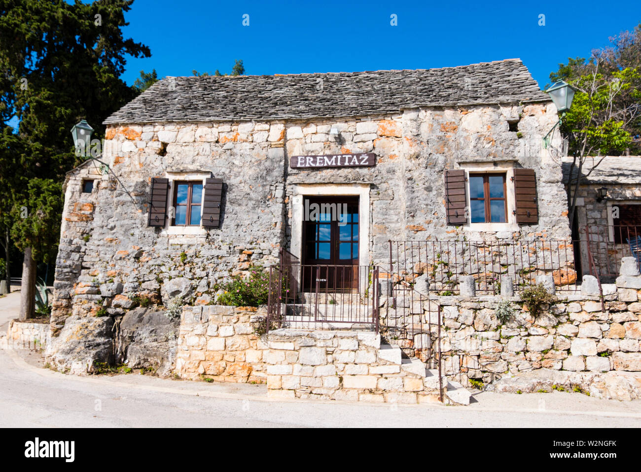 Restaurant Eremitaz, Stari Grad, Hvar, Dalmatia, Croatia Stock Photo ...