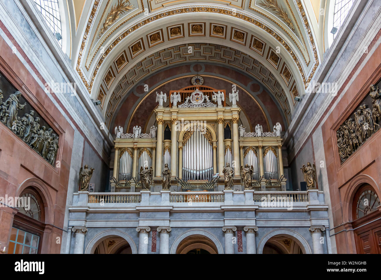 Esztergom, Hungary - May 26, 2019 : View of the pipe organ inside ...