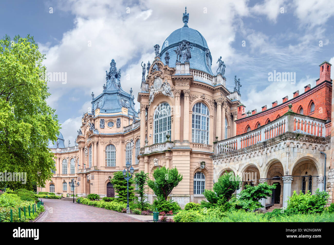 Vajdahunyad castle view from lakeside, the famous tourist attraction ...