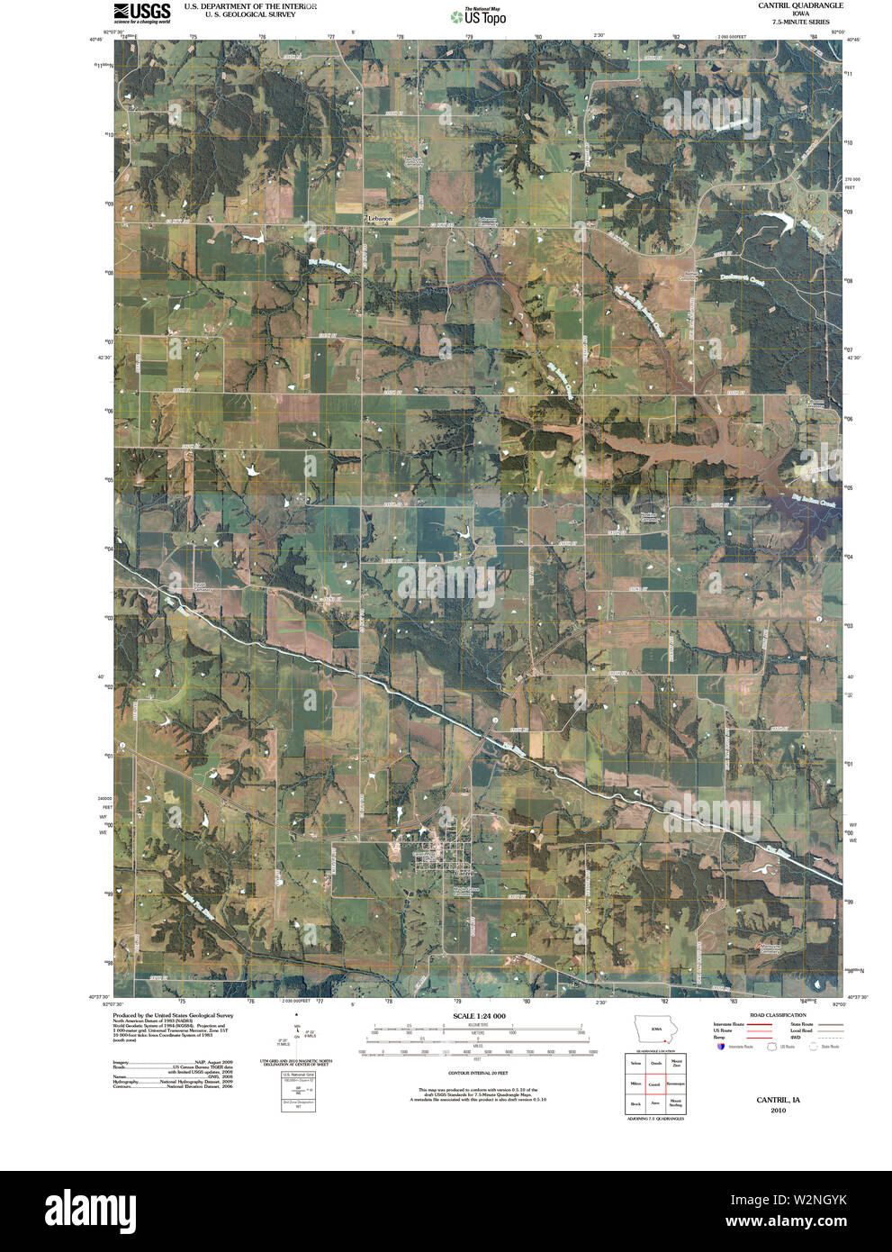 USGS TOPO Maps Iowa IA Cantril 20100507 TM Restoration Stock Photo - Alamy