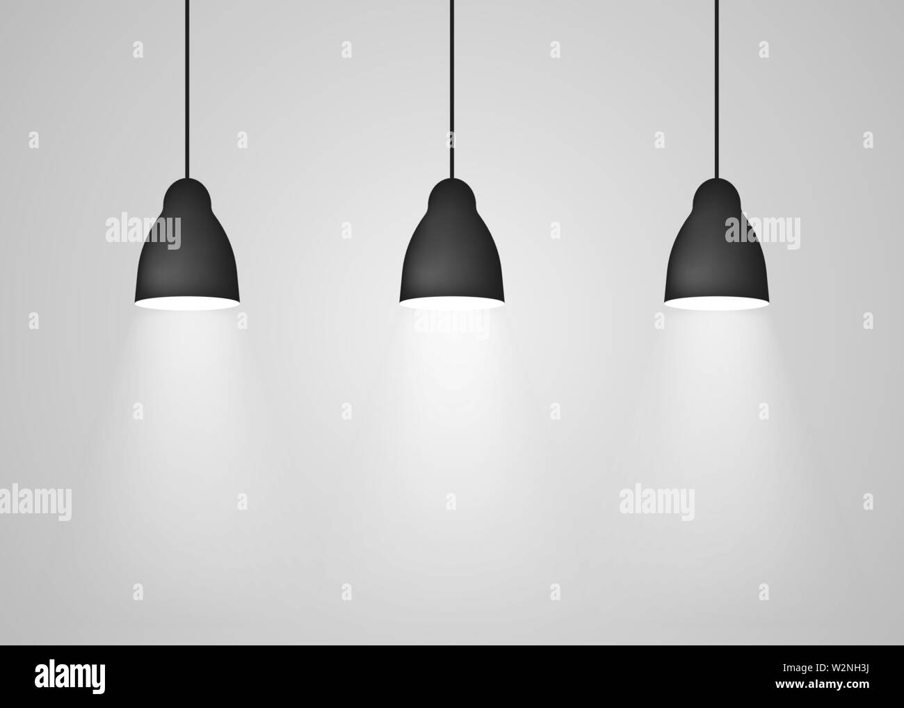 Realistic pendant lamps isolated on back. Vector Stock Vector Image ...