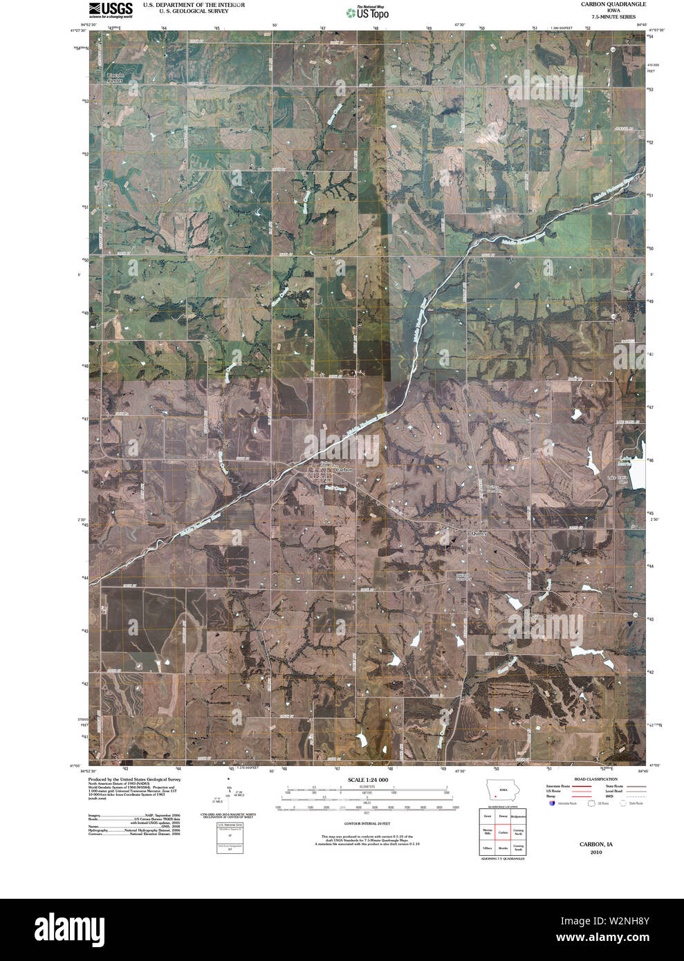 USGS TOPO Maps Iowa IA Carbon 20100422 TM Restoration Stock Photo - Alamy