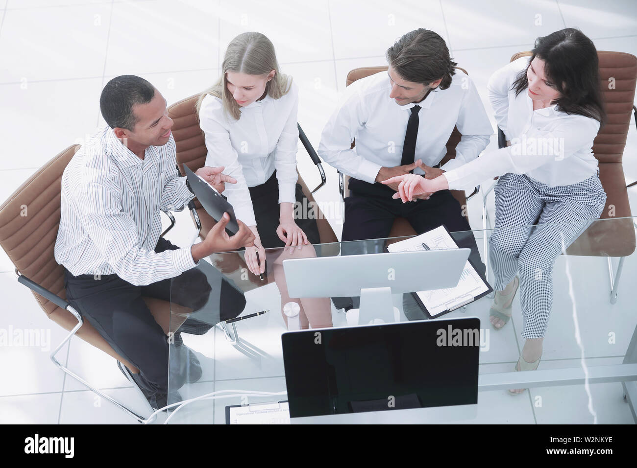 closeup.business team discussing a business document.the business ...