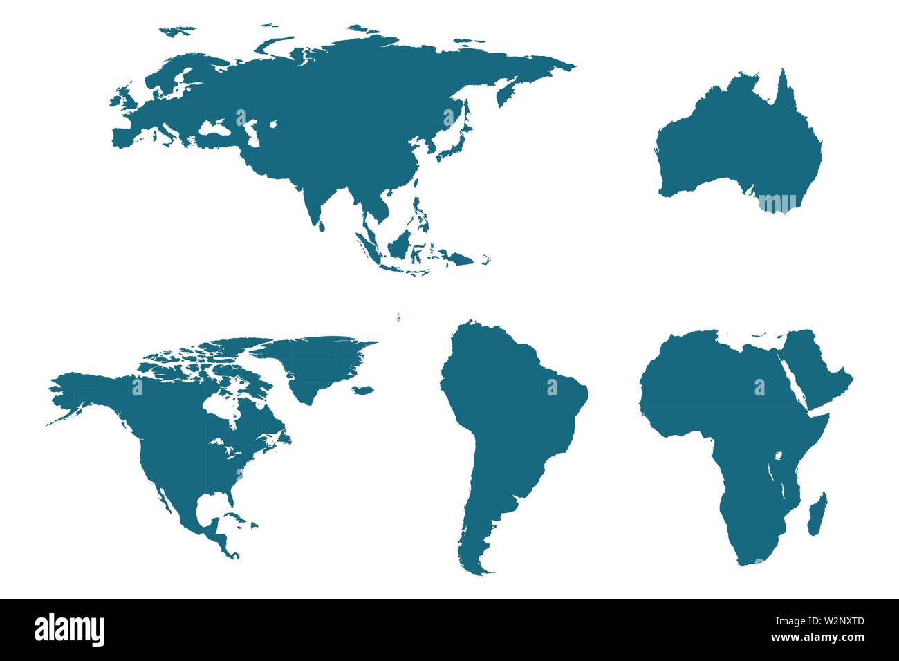 Continent maps set isolated on white background Stock Vector Image ...