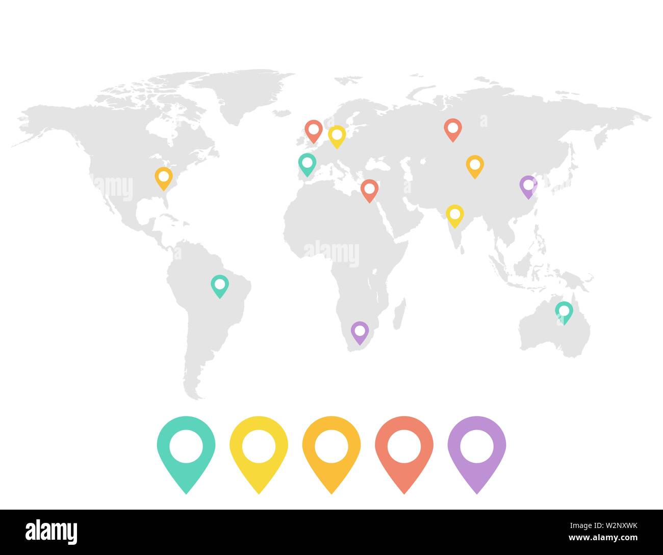 World map with location pointers. Smart map Stock Vector Image & Art ...