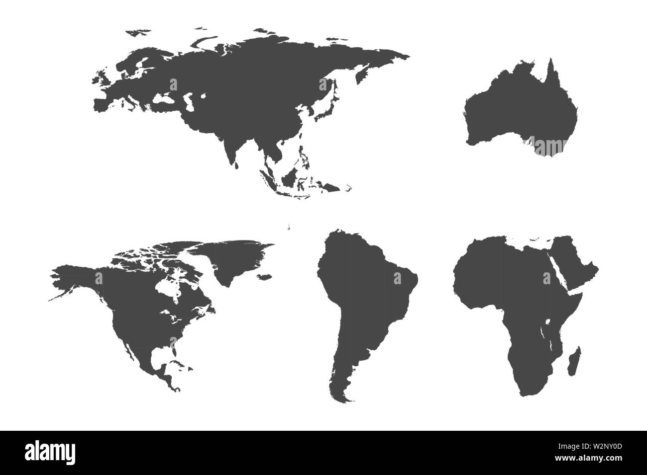 Continent maps set isolated on white background Stock Vector Image ...