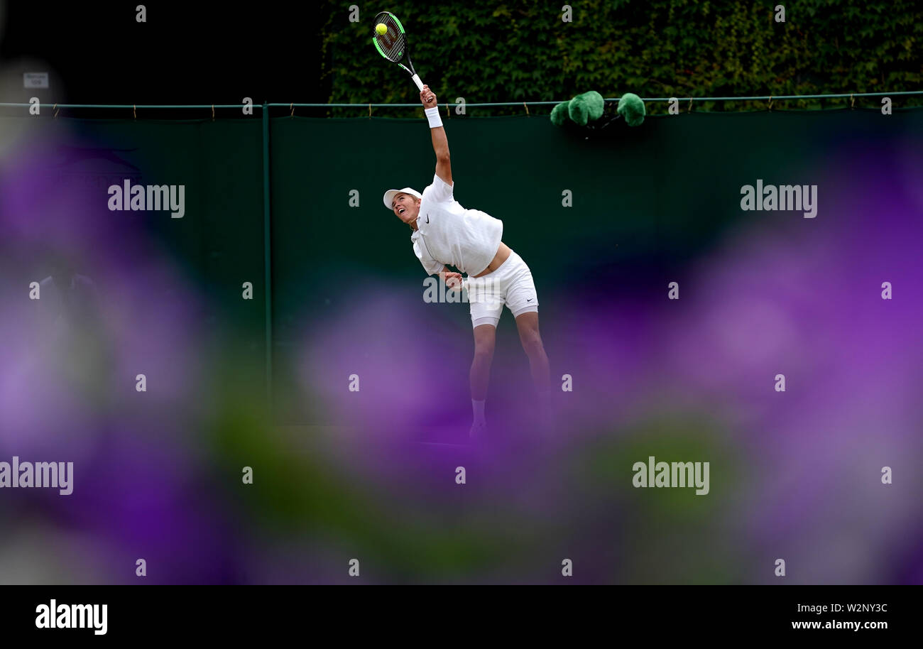 Martin Damm during the boys singles match on day nine of the Wimbledon ...