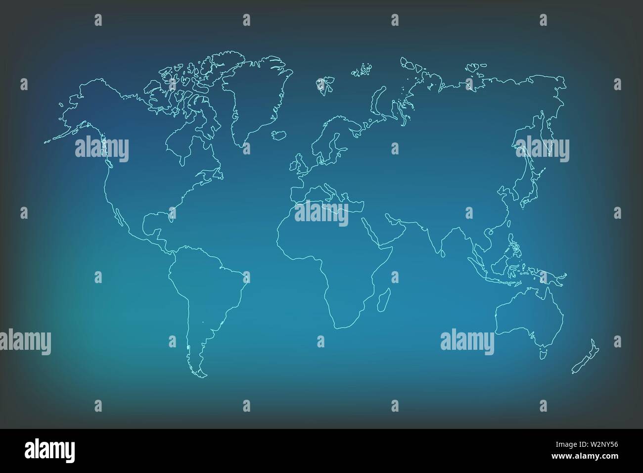 Blue neon world map Stock Vector Images - Alamy