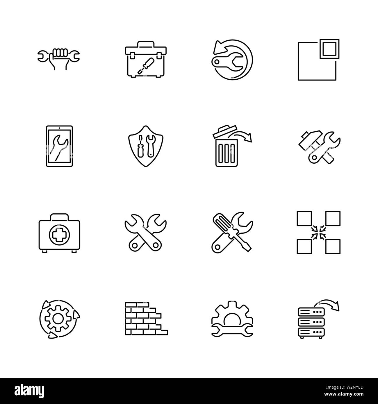 Recovery, Restoration outline icons set - Black symbol on white ...