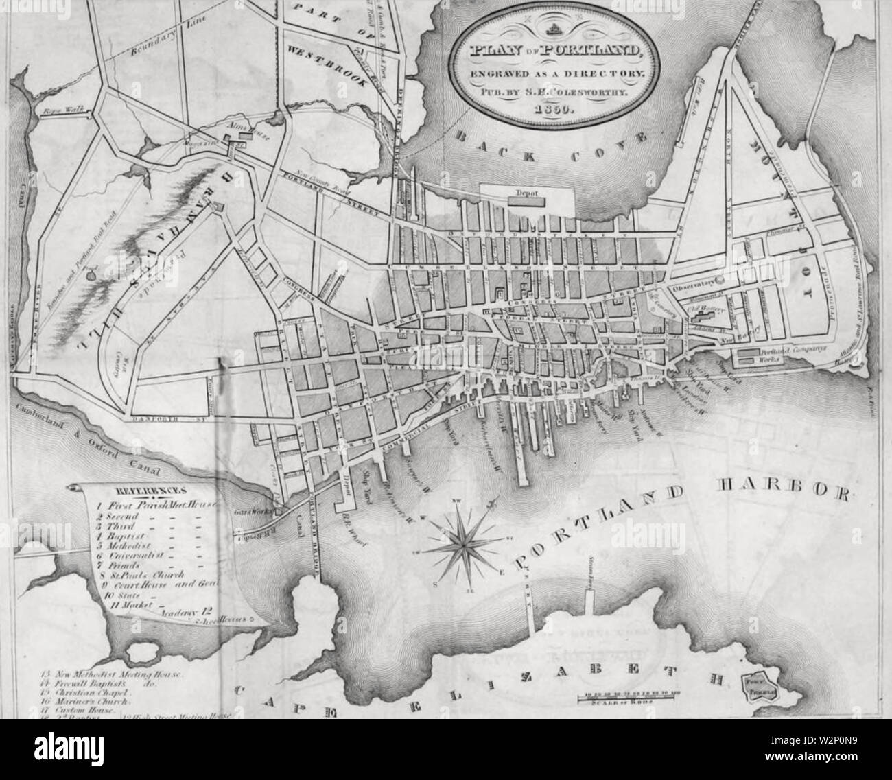 1850 map Portland Maine USA by Colesworthy Stock Photo - Alamy