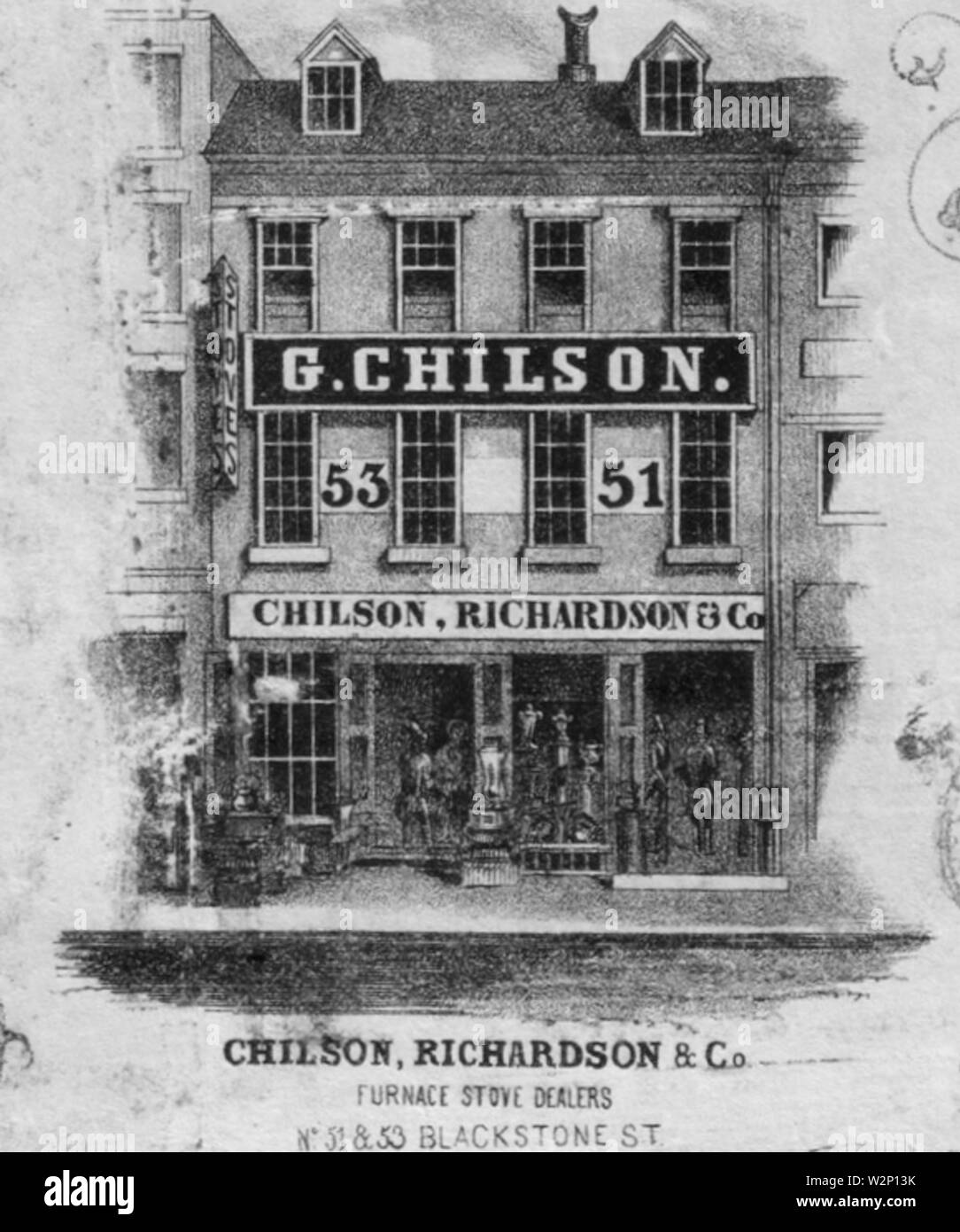 1852 Chilson BlackstoneSt Boston McIntyre map detail Stock Photo - Alamy