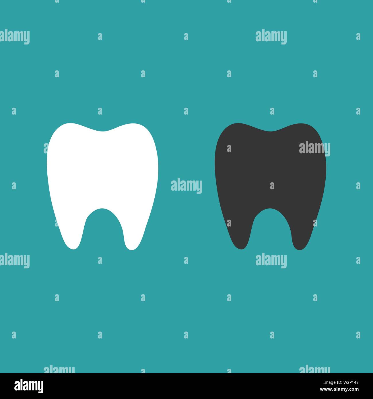 Set of two teeth black and white. Vector Stock Vector Image & Art - Alamy