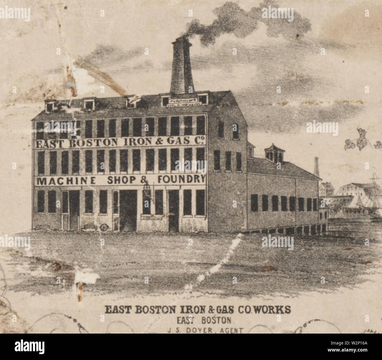1852 Iron GasCo Boston McIntyre map detail Stock Photo - Alamy