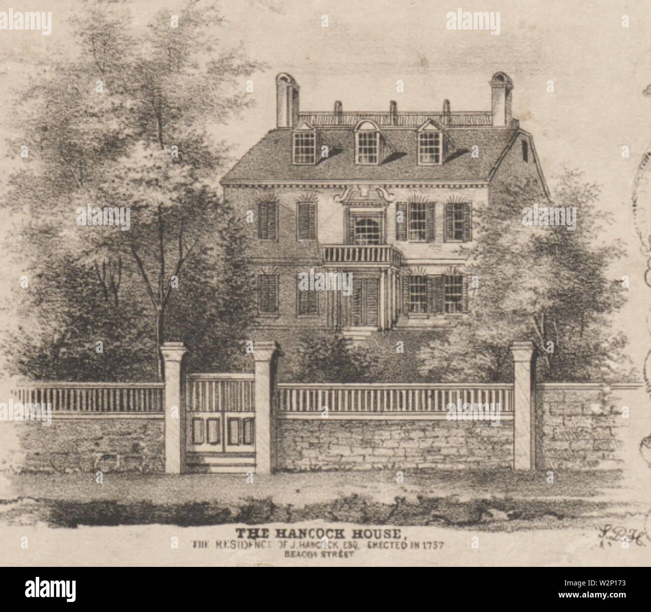 1852 HancockHouse Boston McIntyre map detail Stock Photo - Alamy