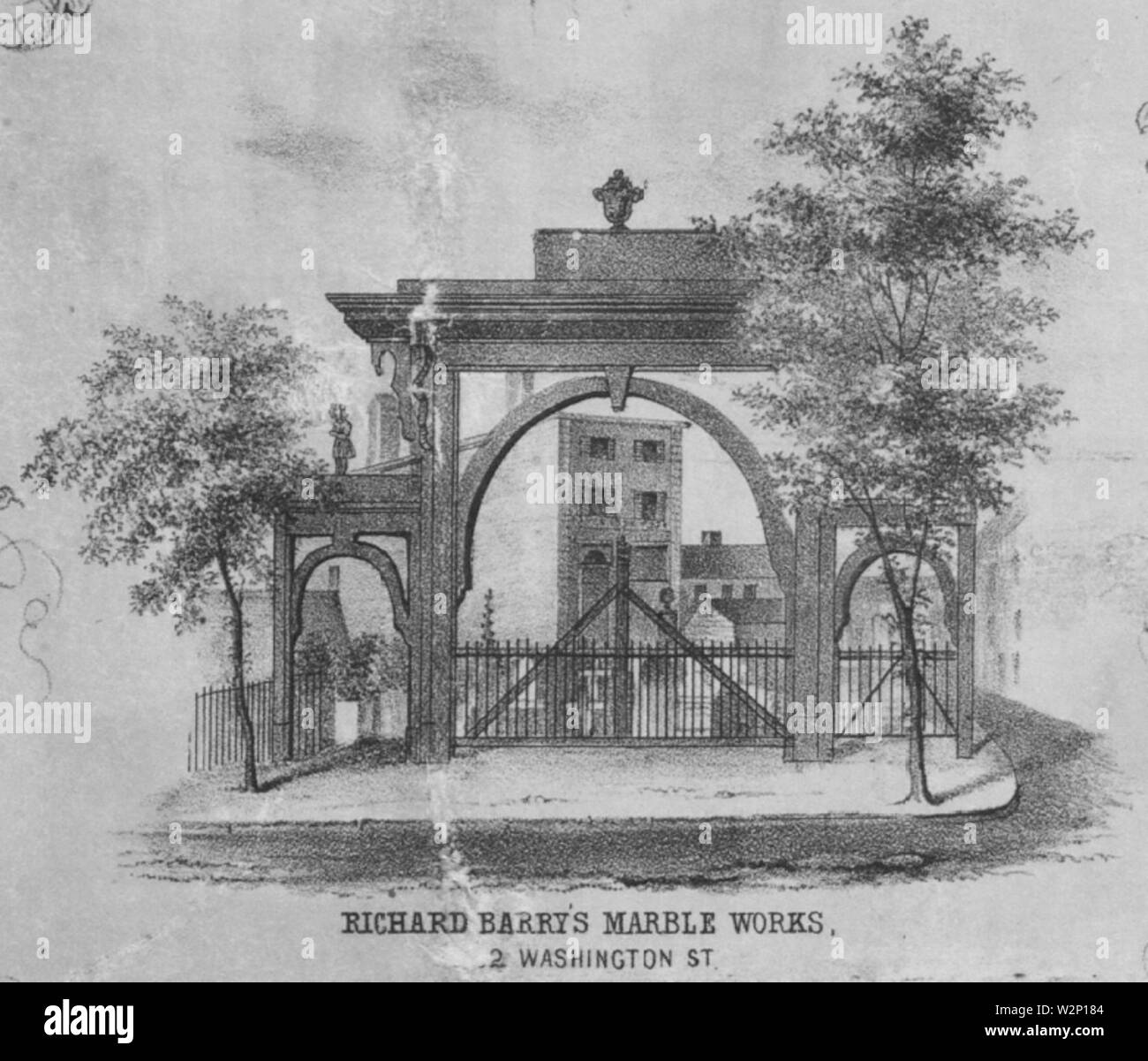1852 MarbleWorks WashingtonSt Boston McIntyre map detail Stock Photo ...