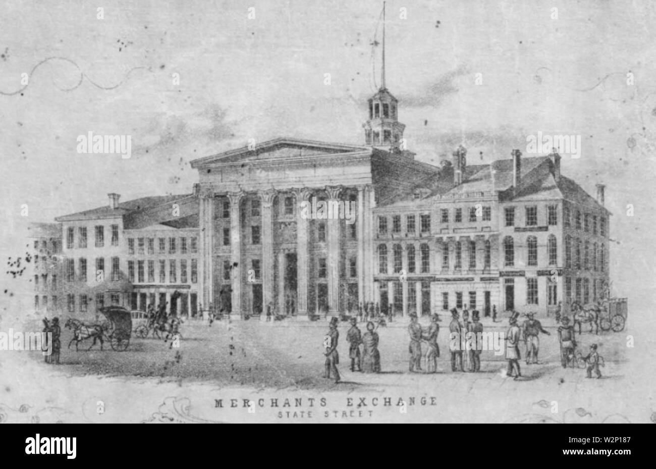1852 MerchantsExchange Boston McIntyre map detail Stock Photo - Alamy