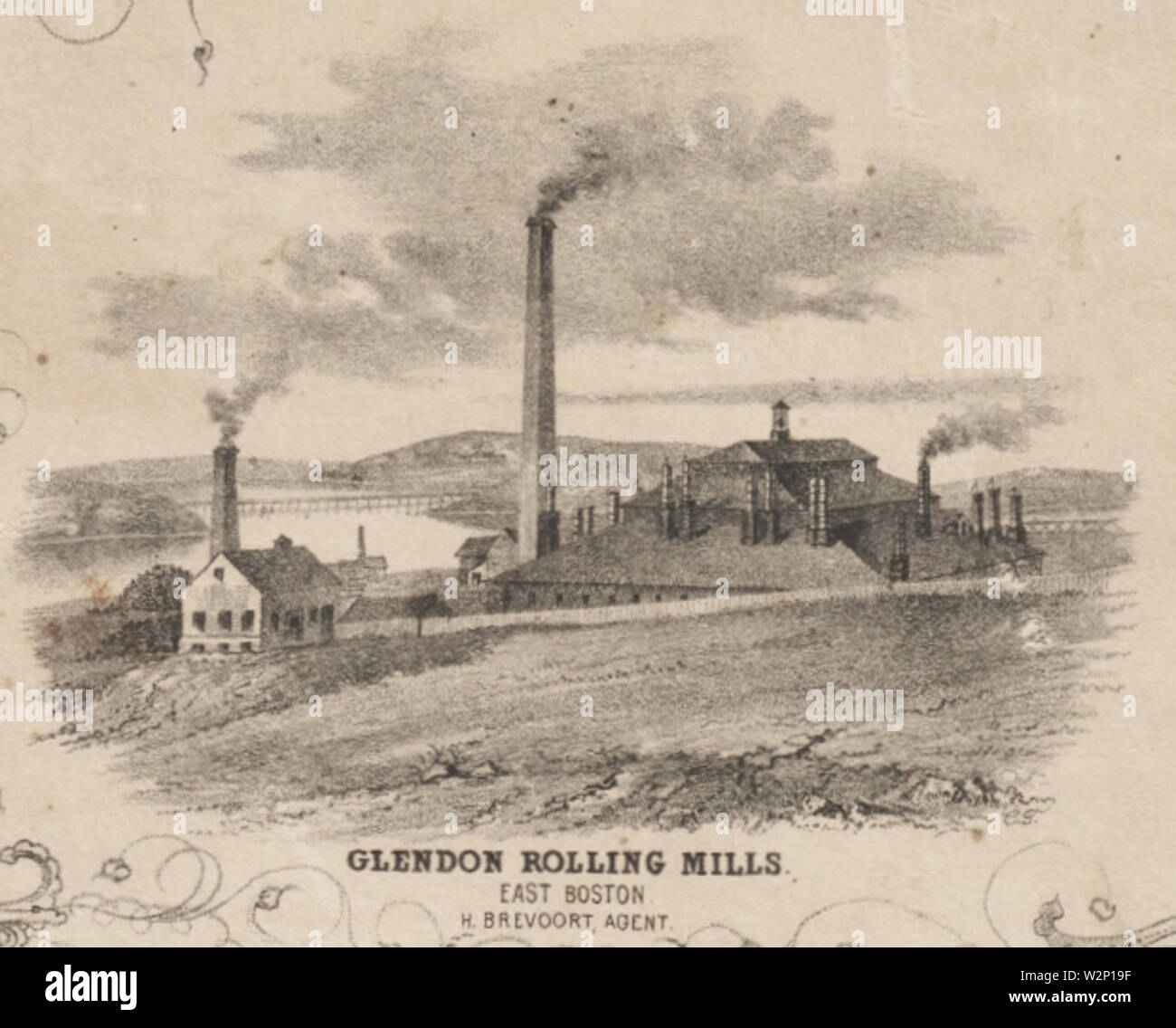 1852 Glendon Boston McIntyre map detail Stock Photo - Alamy