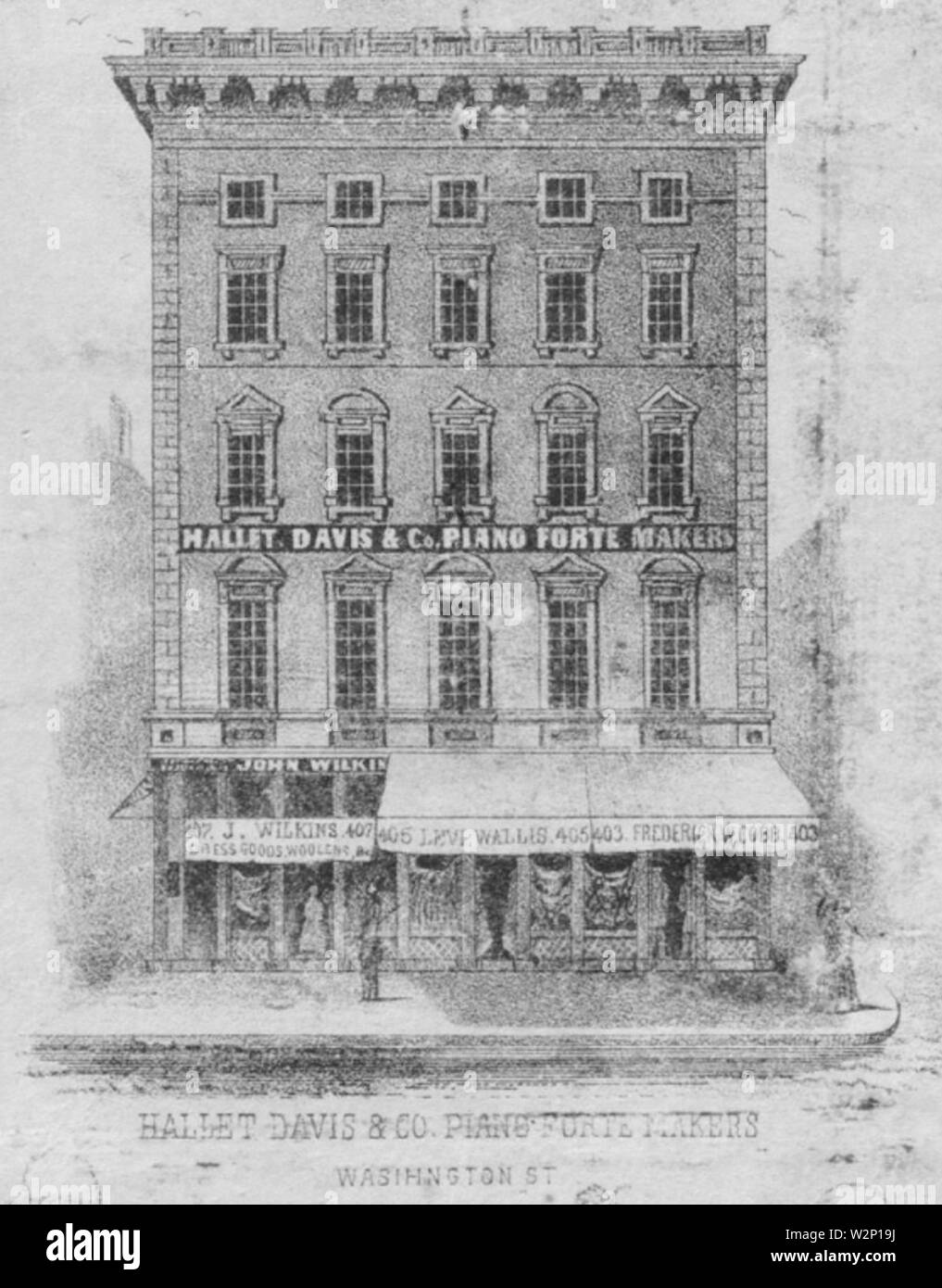 1852 Hallet WashingtonSt Boston McIntyre map detail Stock Photo - Alamy