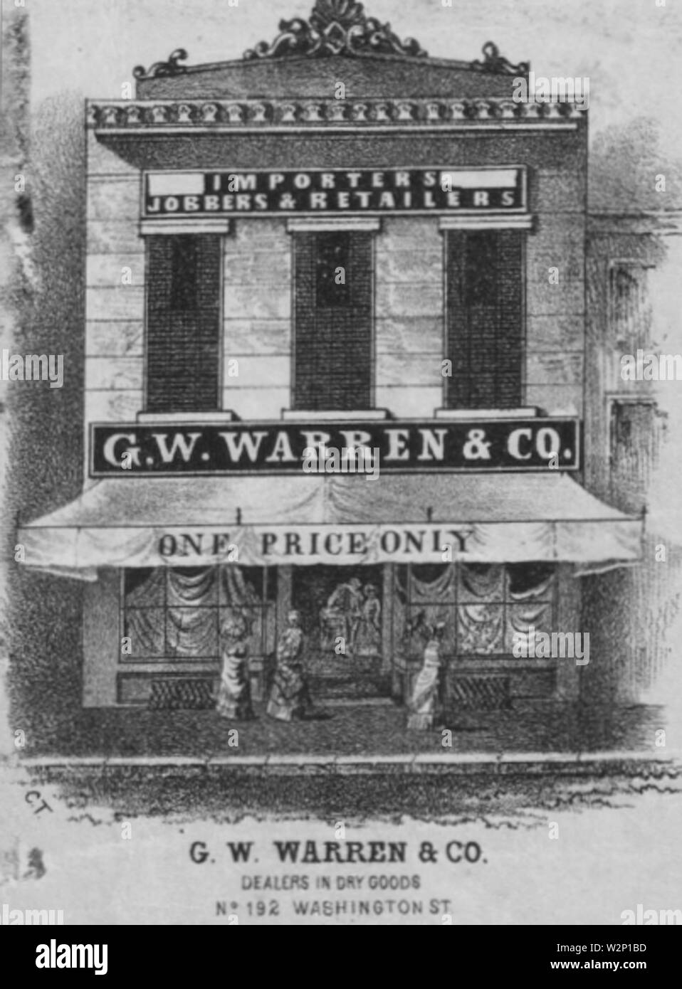 1852 Warren WashingtonSt Boston McIntyre map detail Stock Photo - Alamy