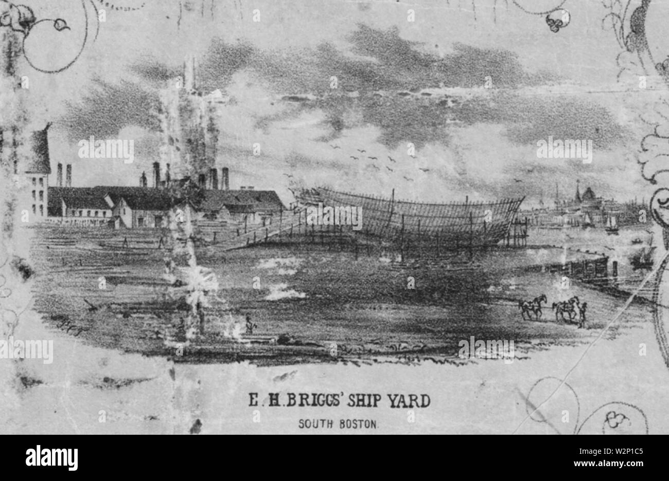 1852 shipyard Briggs Boston McIntyre map detail Stock Photo - Alamy