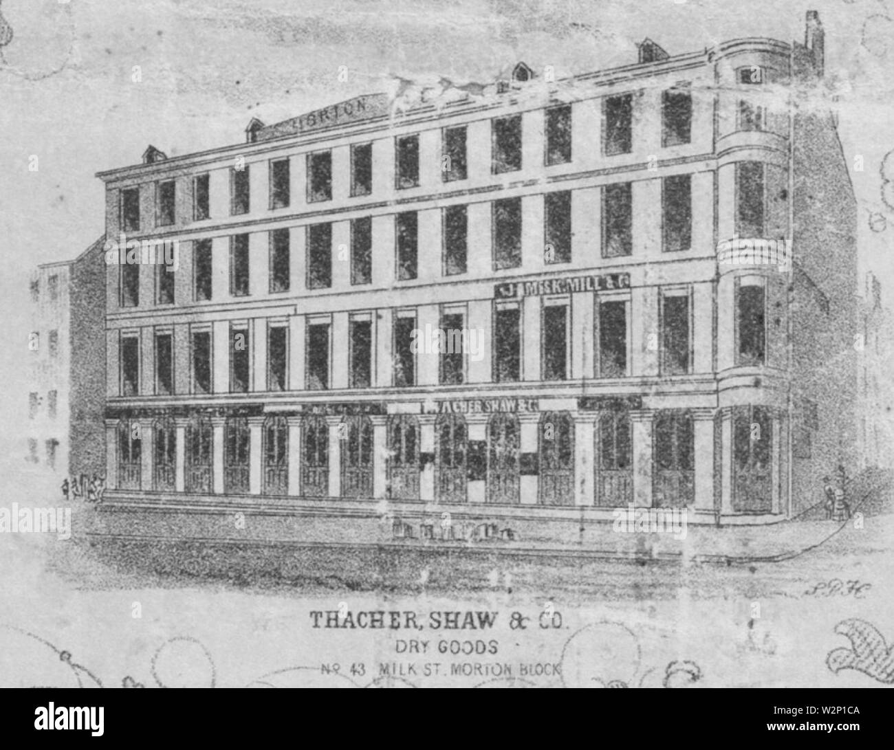 1852 Thacher MilkSt Boston McIntyre map detail Stock Photo - Alamy