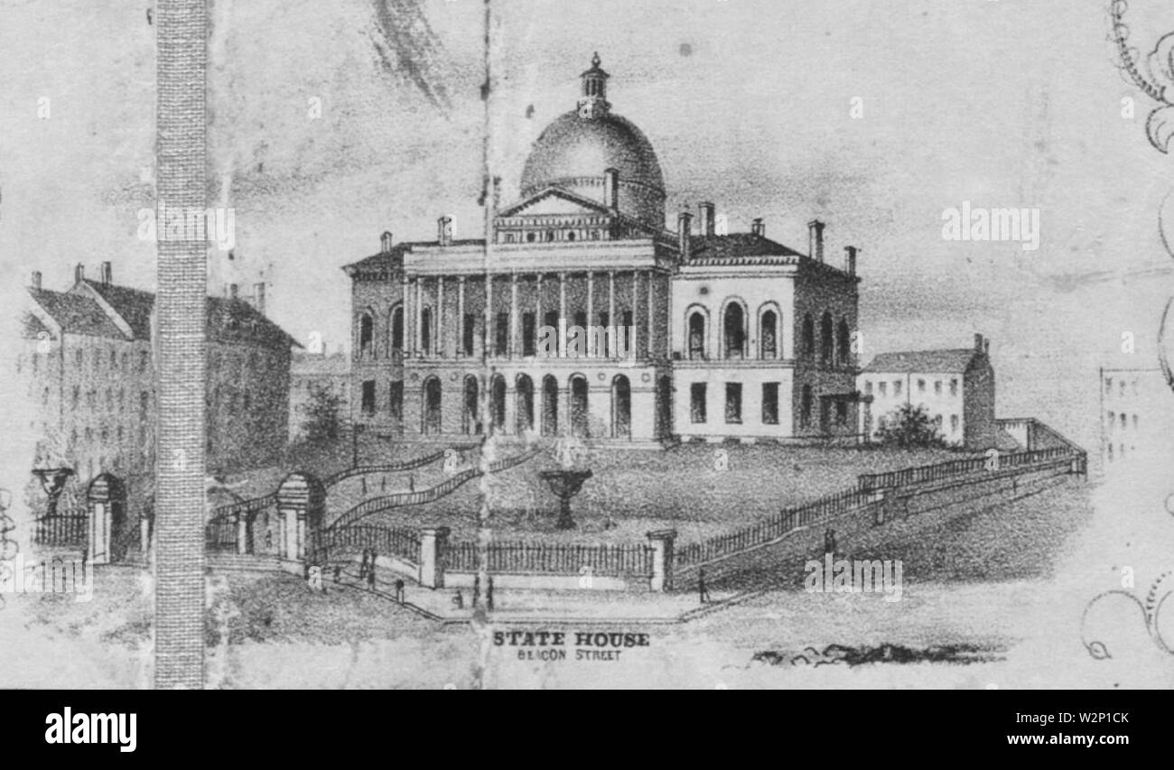 1852 StateHouse Boston McIntyre map detail Stock Photo - Alamy