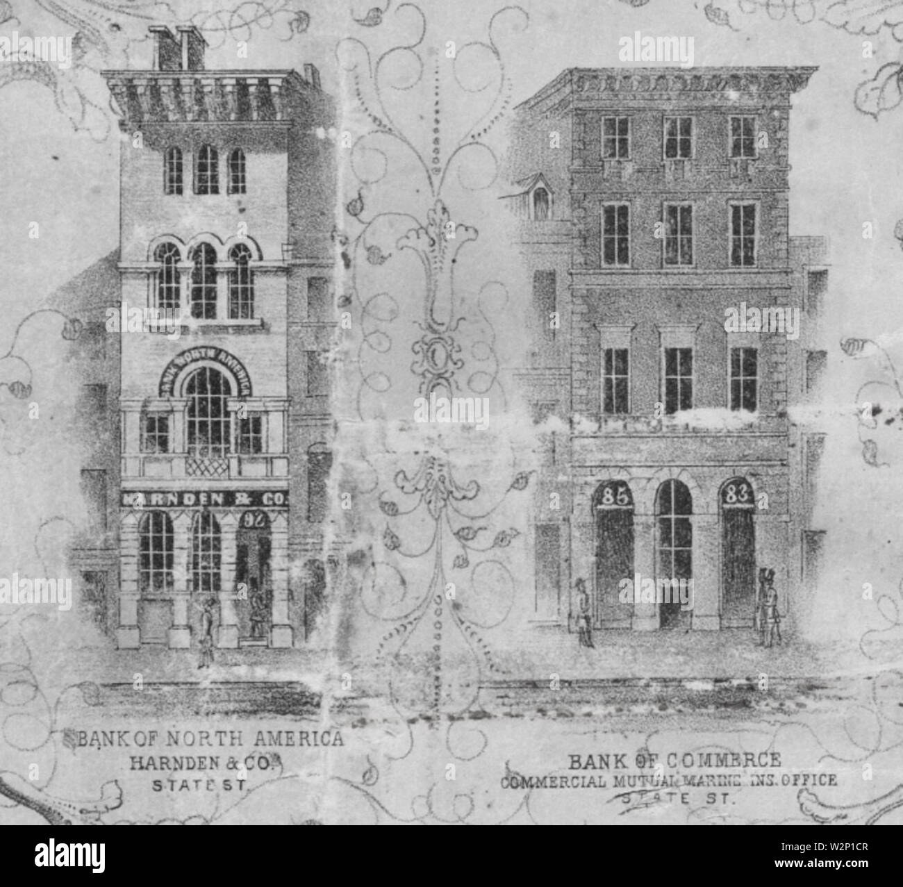 1852 banks StateSt Boston McIntyre map detail Stock Photo - Alamy