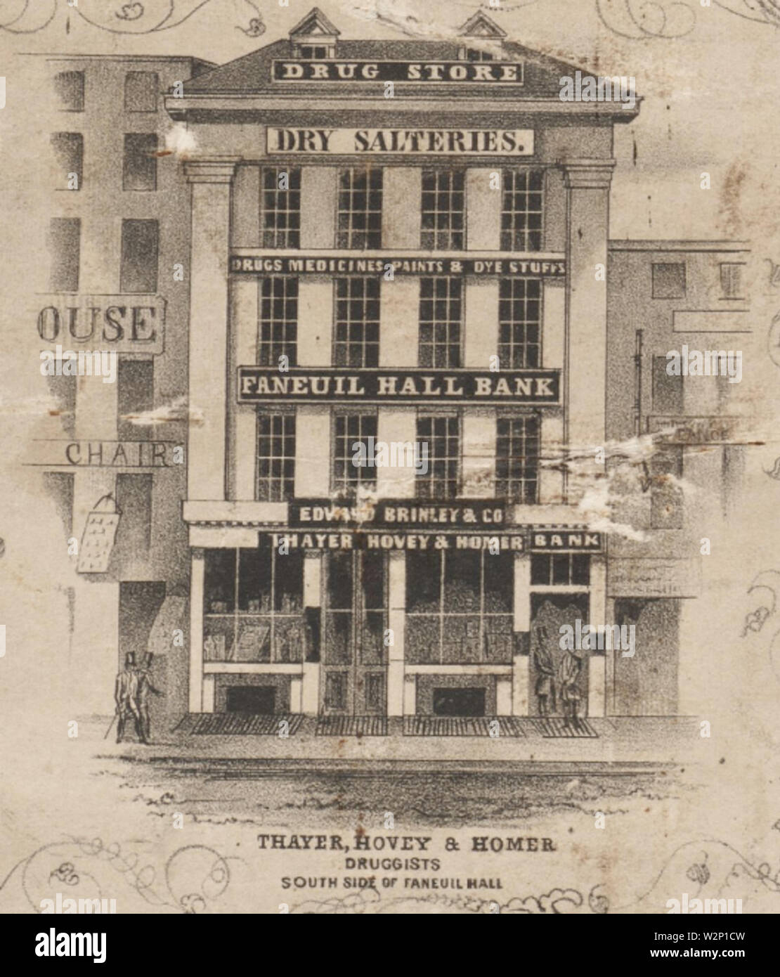 1852 Thayer Hovey Boston McIntyre map detail Stock Photo - Alamy