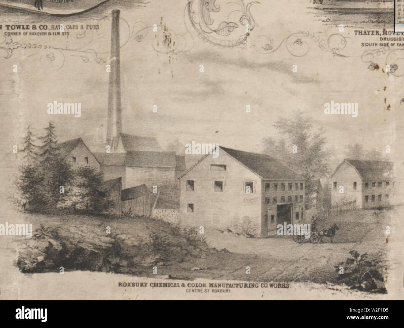 1852 RoxburyChemical Boston McIntyre map detail Stock Photo - Alamy