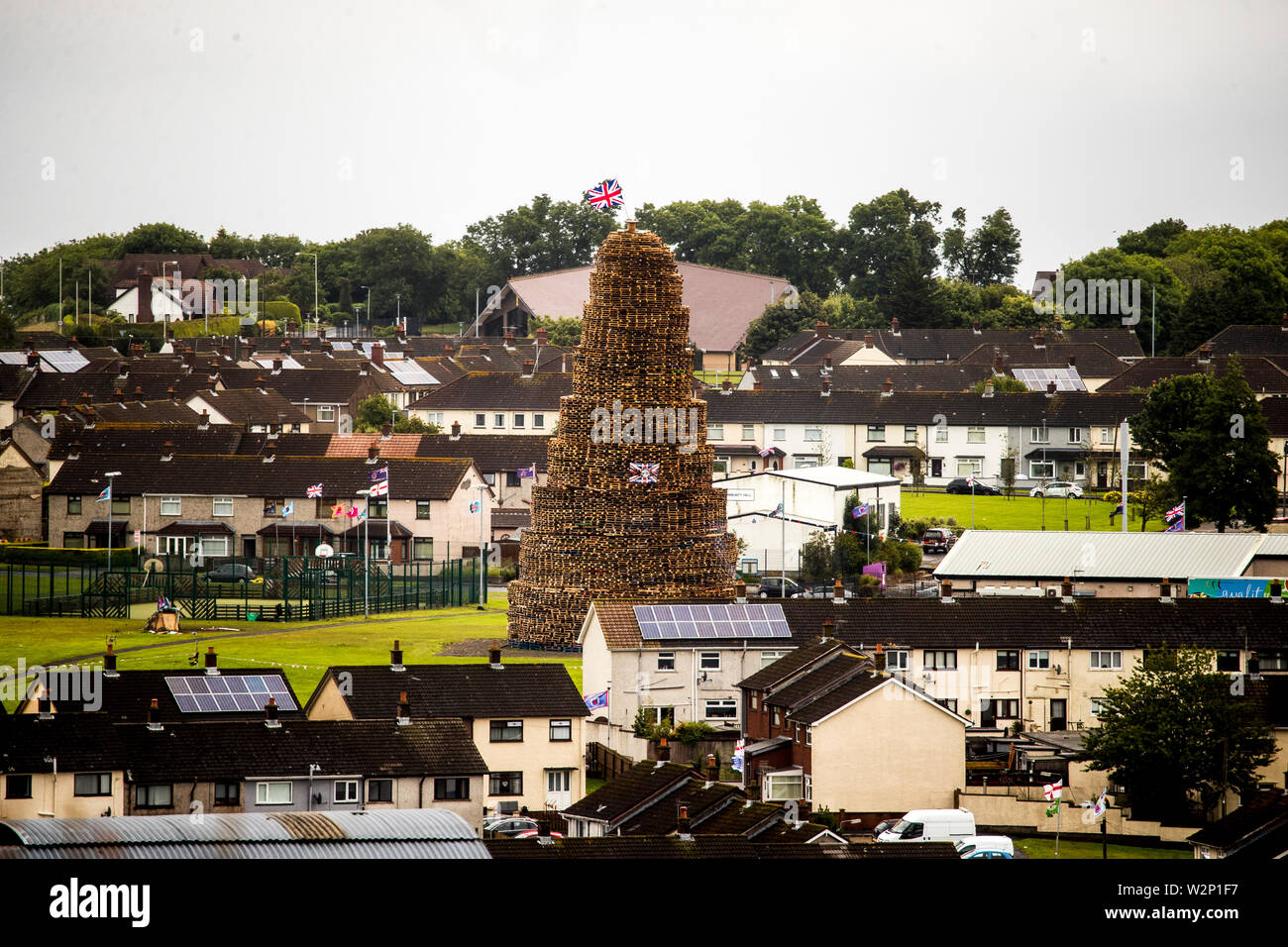 Craigyhill 11th night bonfire in Larne, Northern Ireland. Bonfires are ...