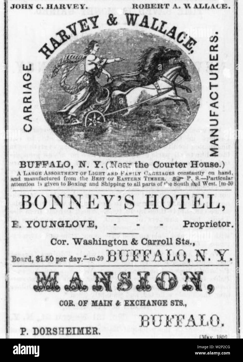 1859 ads Buffalo NY USA Tunis Rail Road Guide Stock Photo - Alamy