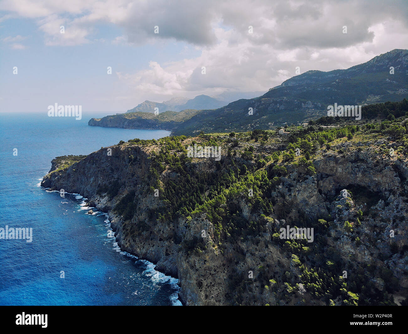 Breathtaking aerial photo of rocky coastline of Son Marroig in the ...
