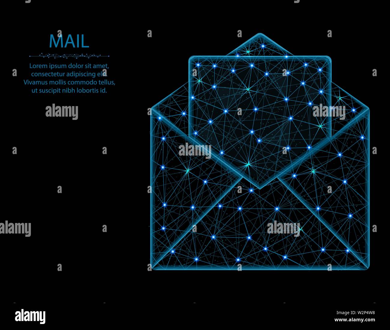 Mail low poly model, letter in polygonal style, postal envelope ...