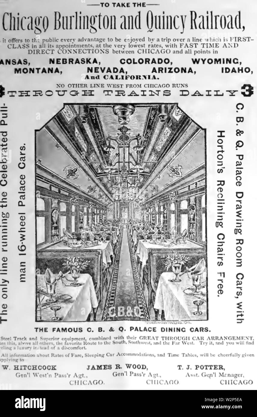 1880 Chicago Burlington and Quincy Railroad ad Stock Photo - Alamy