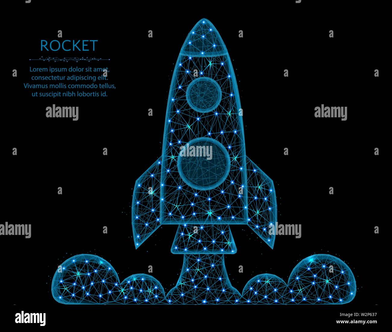 Rocket low poly model, shuttle launch in polygonal style, space ship ...