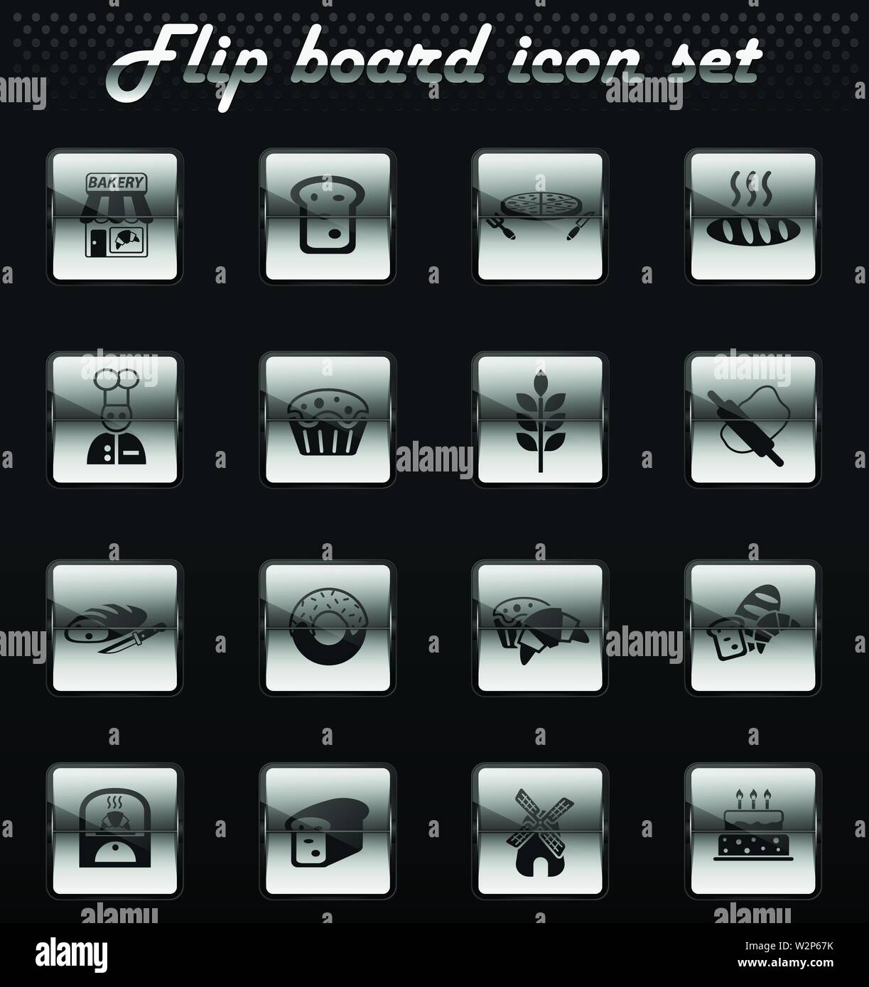 bakery vector flip mechanical icons for user interface design Stock ...