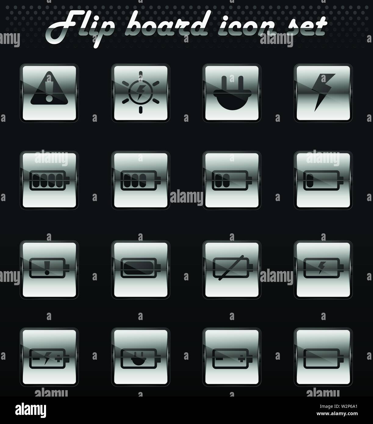 Set of battery charge indicator vector flip mechanical icons for user ...