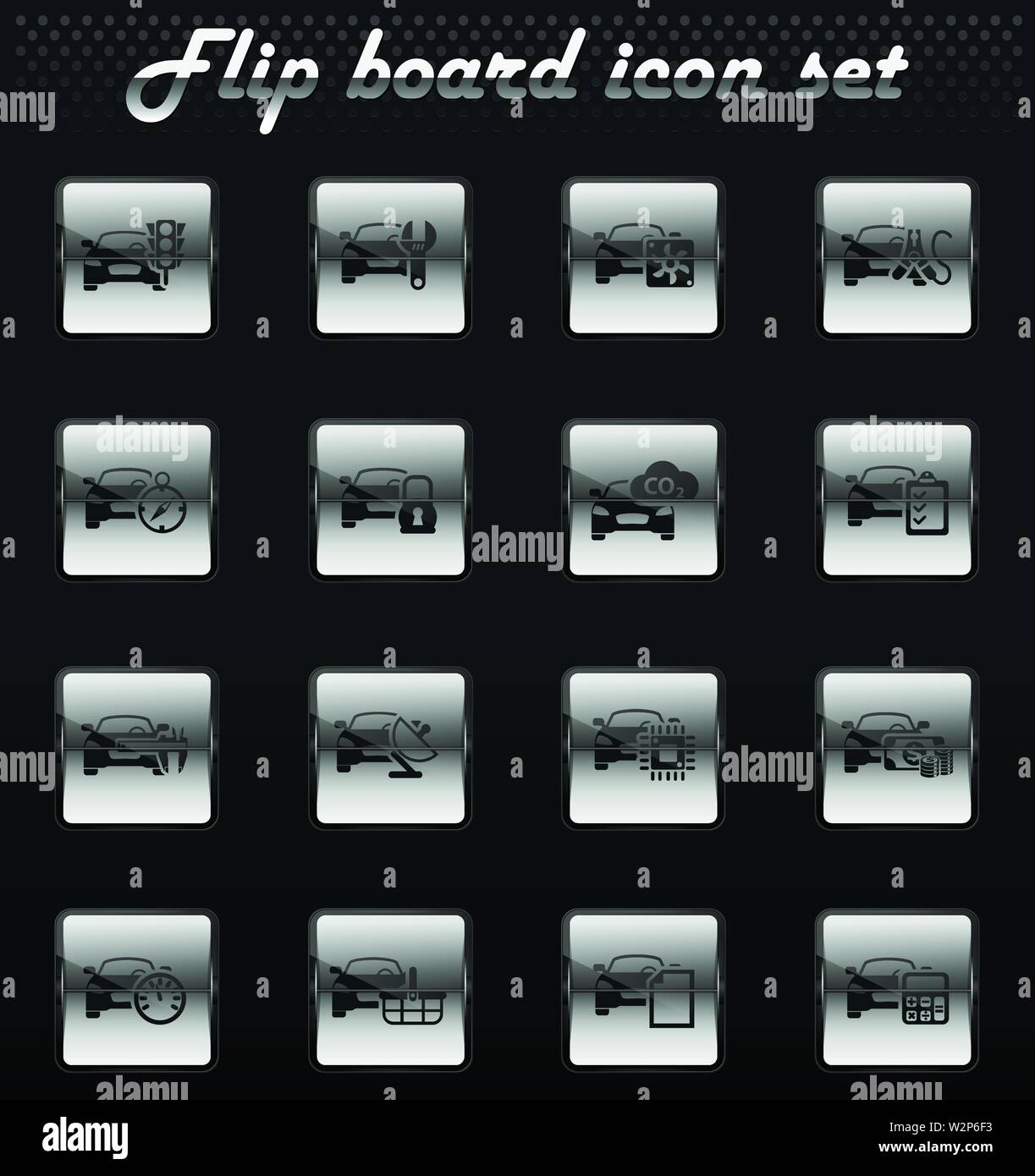 car service vector flip mechanical icons for user interface design ...
