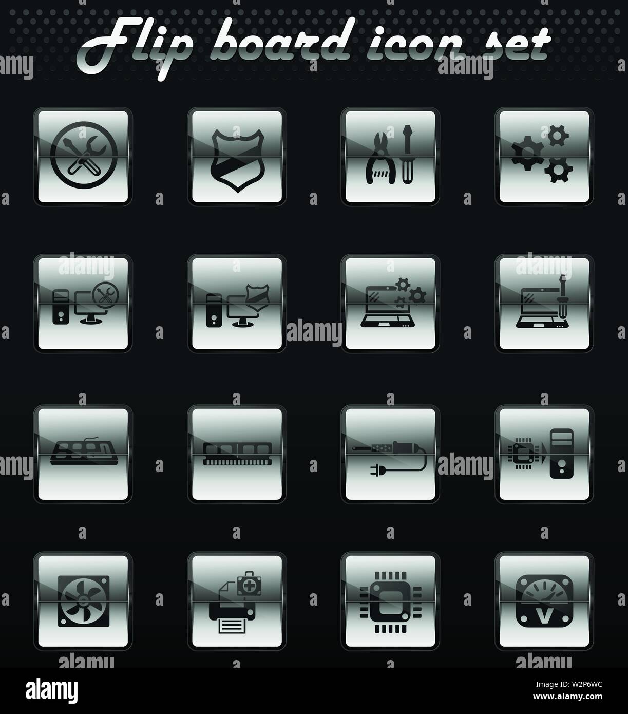 computer repair vector flip mechanical icons for user interface design ...