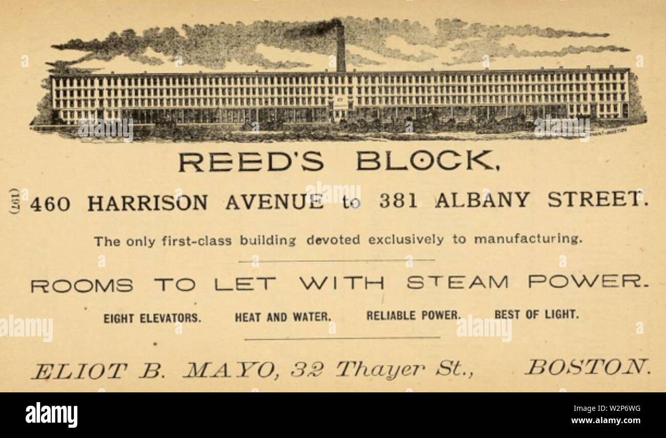 1890 ReedsBlock Boston Massachusetts ad Stock Photo - Alamy