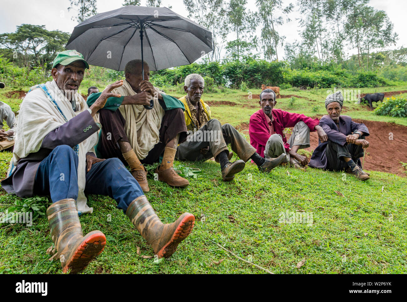 A group of wetland farmers in Illubabor, Ethiopia, discuss the impacts ...